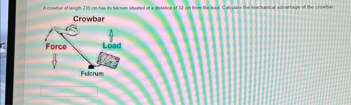 Solved A crowbar of length 239 cm has its fulcrum situated | Chegg.com