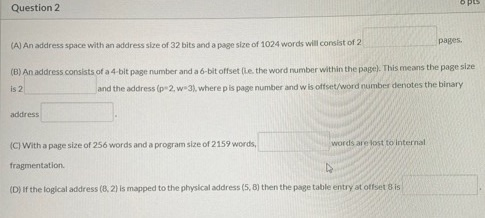 Solved Question 2 (A) An address space with an address size | Chegg.com