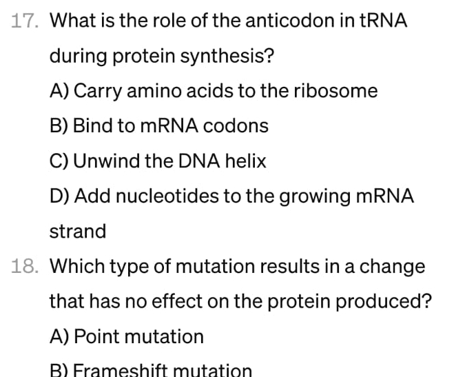 Solved What is the role of the anticodon in tRNA during | Chegg.com