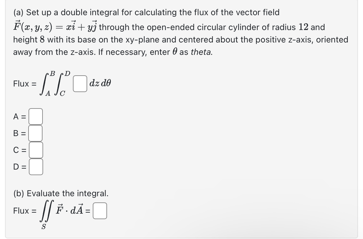 Solved (a) ﻿Set up a double integral for calculating the | Chegg.com