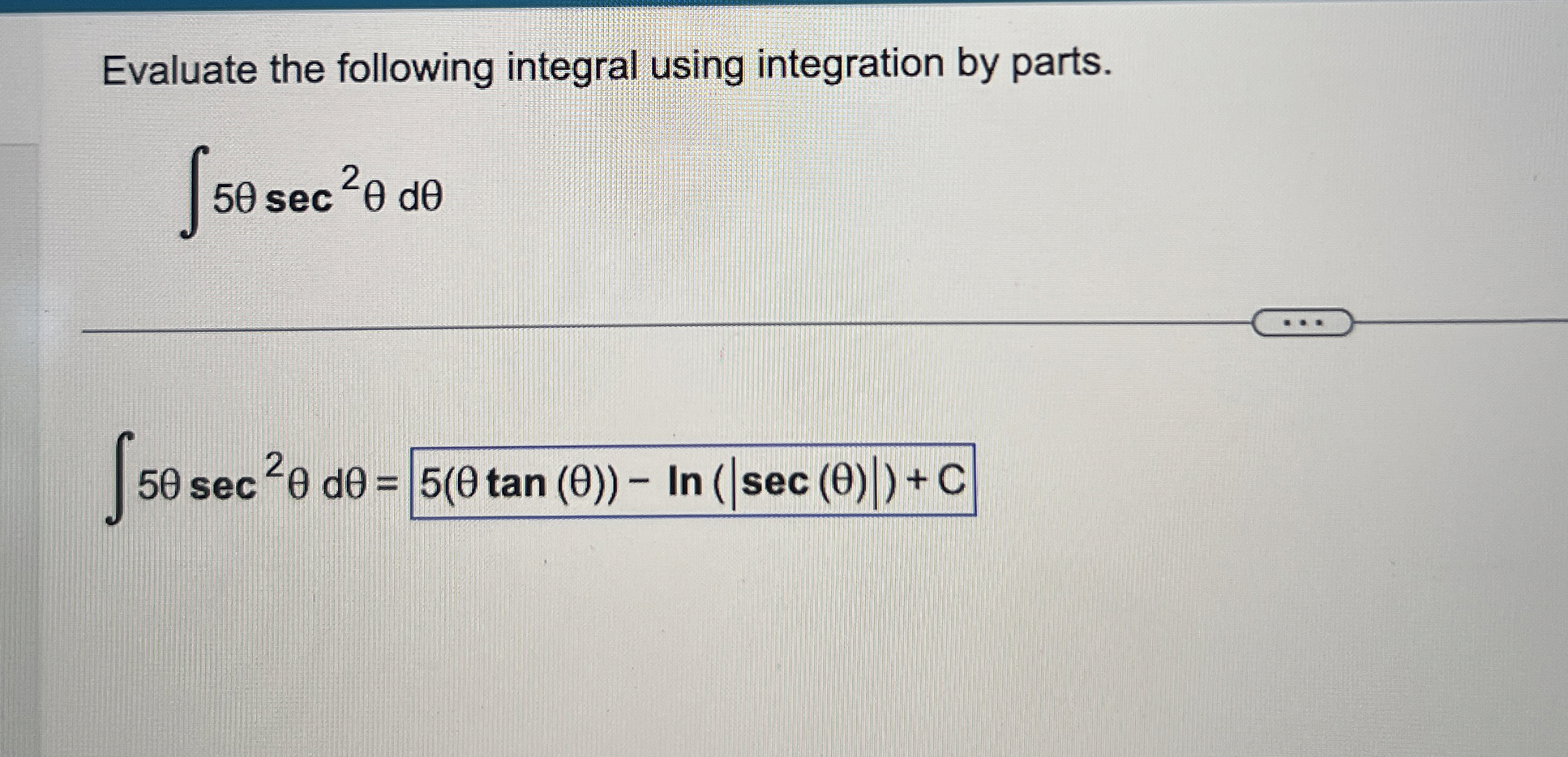 Solved Evaluate the following integral using integration by | Chegg.com