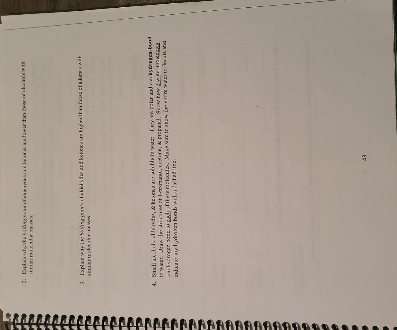 Solved 2. Explain why the boiling point of aldehydes and | Chegg.com