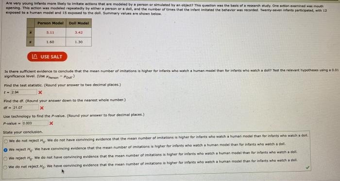 Solved Are very young infants more hiely to imitate actions | Chegg.com