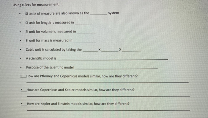 Solved Using rulers for measurement . SI units of measure | Chegg.com