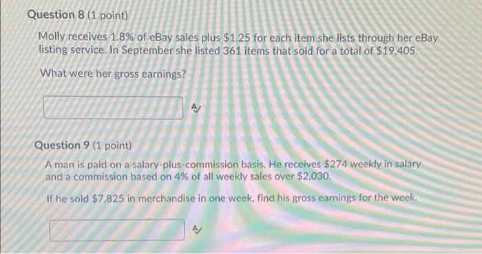 Solved Question 8 (1 point) Molly receives 1.8% of eBay | Chegg.com