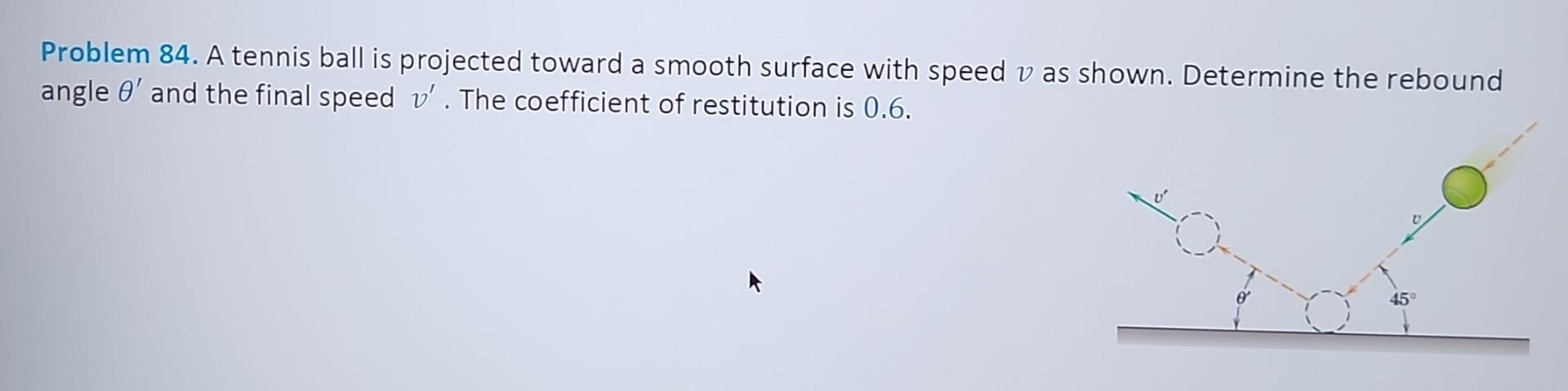 Solved Problem 84. A tennis ball is projected toward a | Chegg.com
