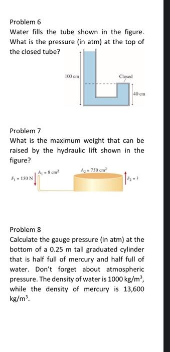 Solved Problem 6 Water fills the tube shown in the figure. | Chegg.com