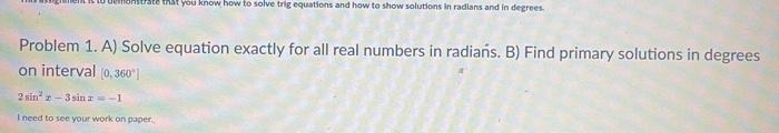 Solved Problem 1. A) Solve equation exactly for all real | Chegg.com
