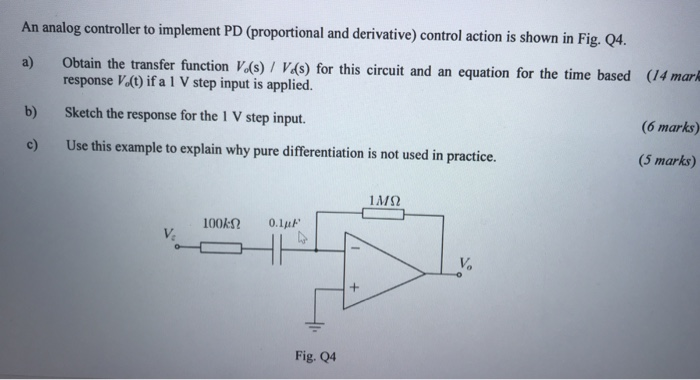 Solved An analog controller to implement PD (proportional | Chegg.com