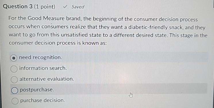 Solved Question 3 (1 ﻿point) ﻿SavedFor the Good Measure | Chegg.com