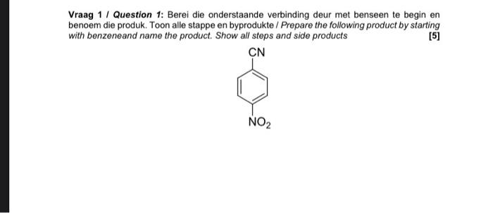 Solved Vraag 1 / Question 1: Berei die onderstaande | Chegg.com