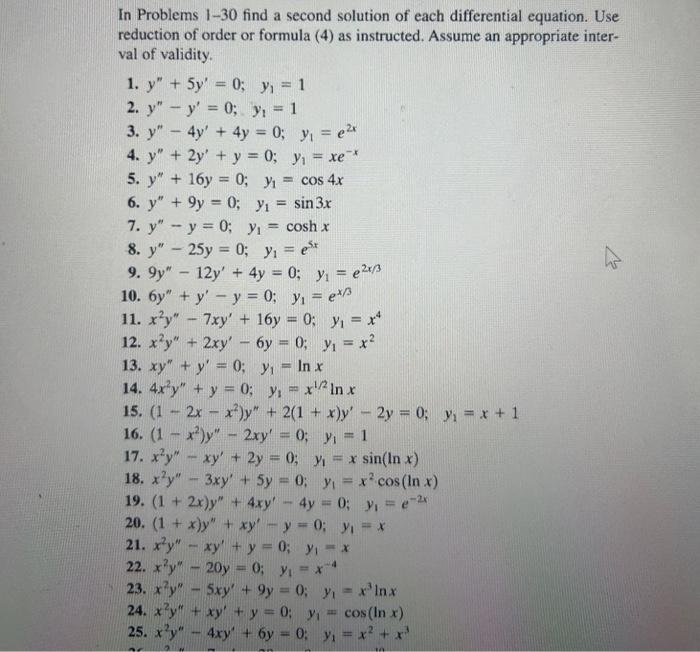 Solved Solve #1 & #3 by reduction of order. Solve #13 & #23 | Chegg.com