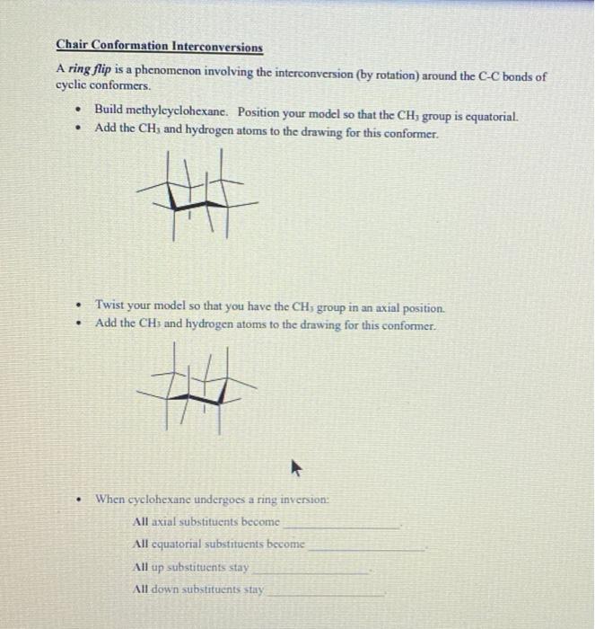 Solved Chair Conformation Interconversions A ring flip is a | Chegg.com