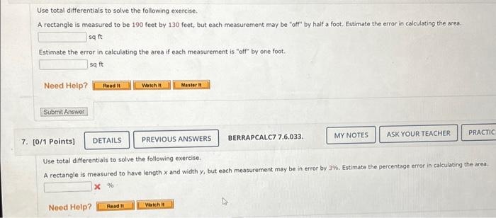Solved Use Total Differentials To Solve The Following