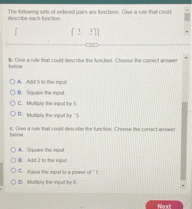 Solved The following sets of ordered pairs are functions. | Chegg.com