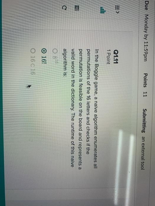 Solved Due Monday by 11:59pm Points 11 Submitting an | Chegg.com