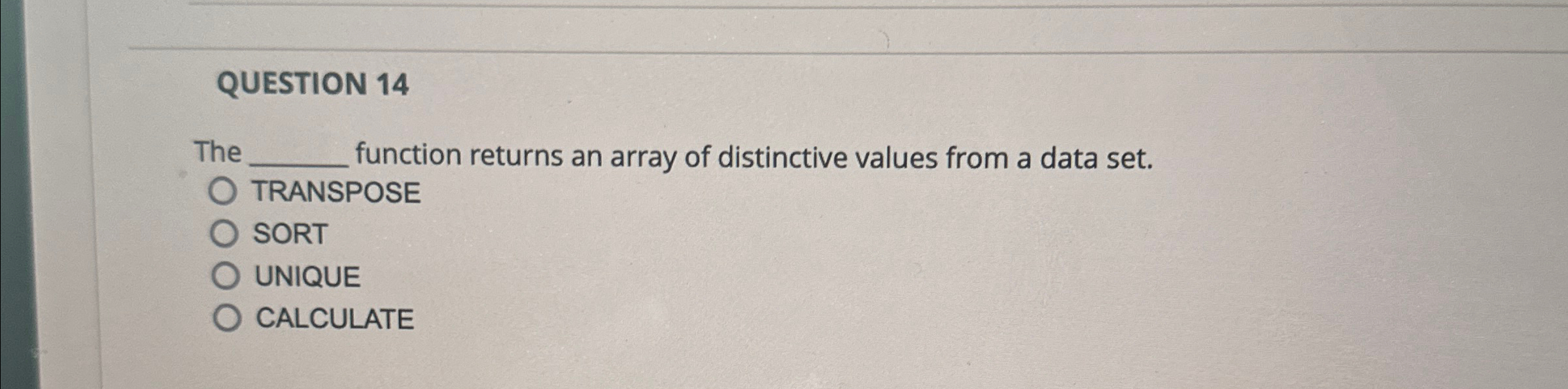 Solved QUESTION 14The function returns an array of | Chegg.com