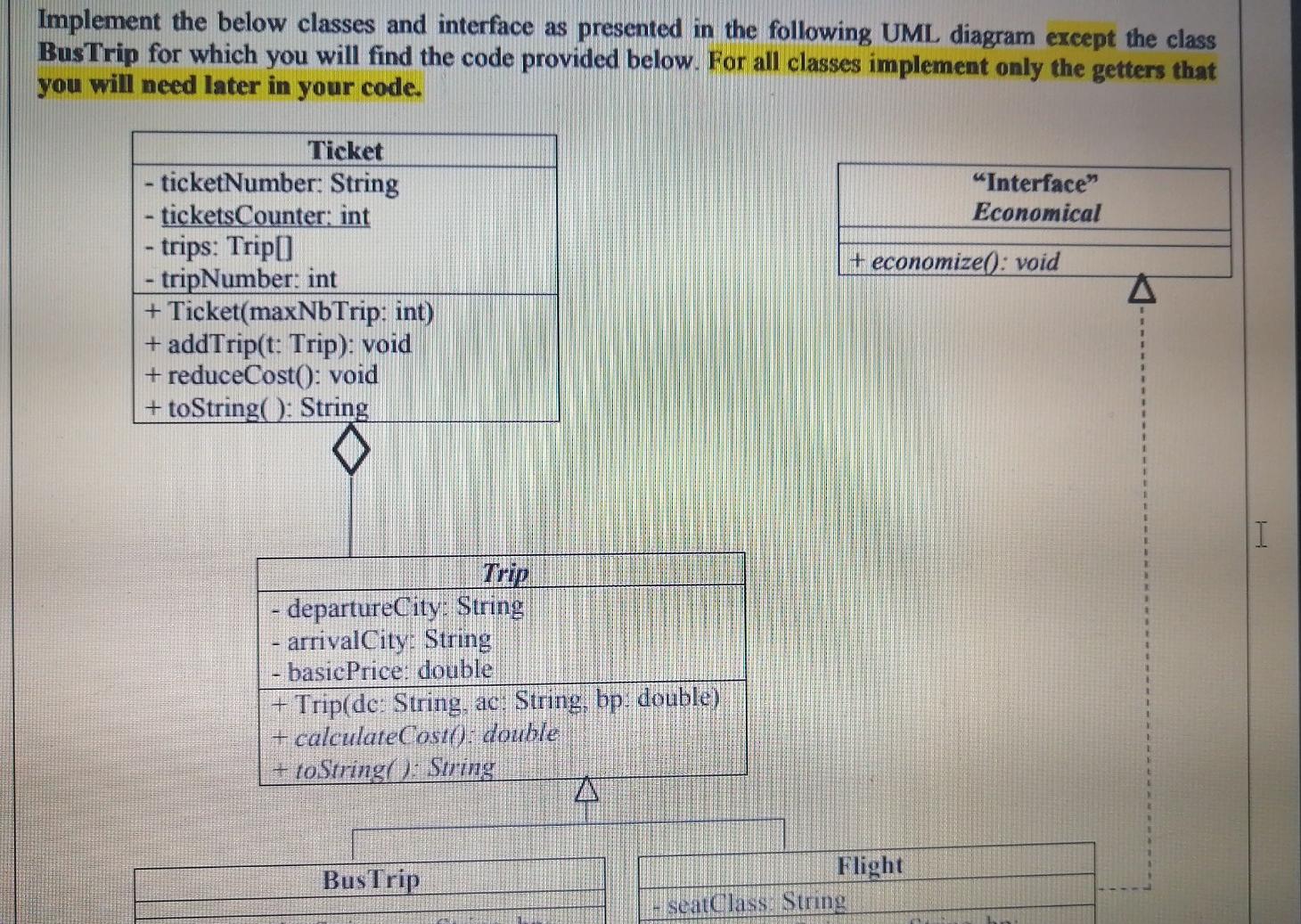 Solved Implement the below classes and interface as | Chegg.com