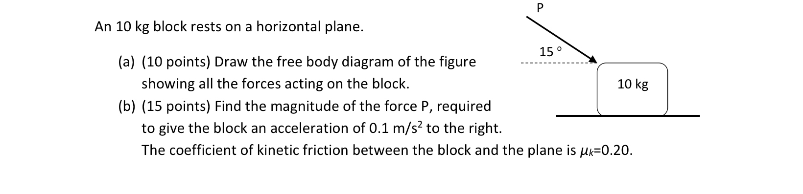 Solved An 10 ﻿kg block rests on a horizontal plane.(a) (10 | Chegg.com