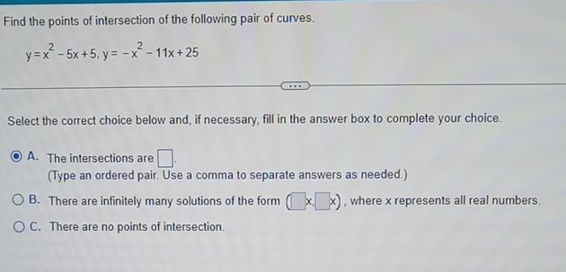Solved Find the points of intersection of the following pair | Chegg.com
