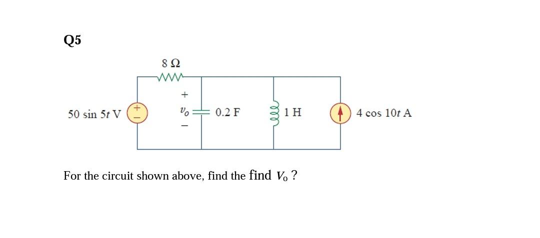 Solved For the circuit shown above, find V0(t) ? Q3 For the | Chegg.com