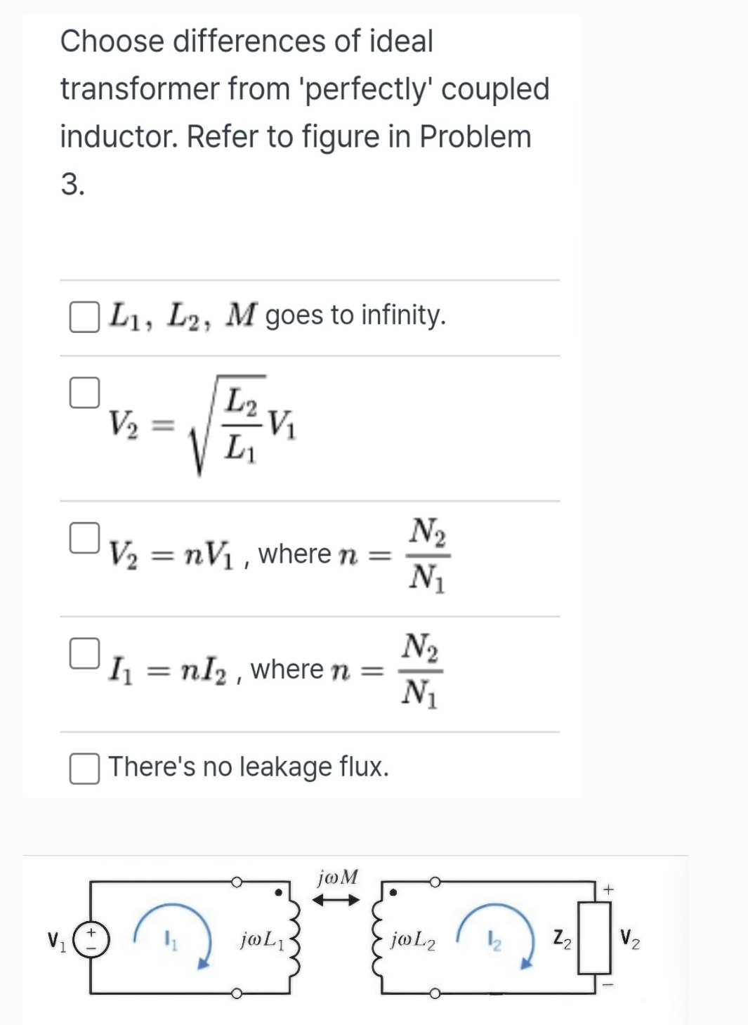 Solved Choose differences of ideal transformer from | Chegg.com