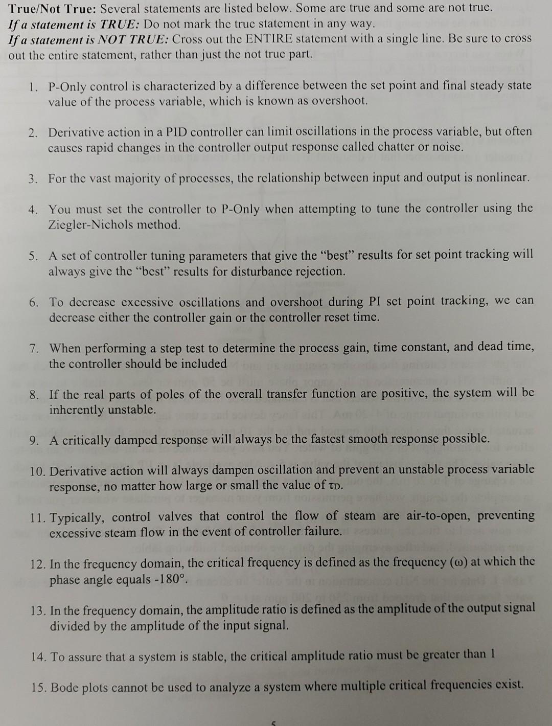 Solved True/Not True: Several statements are listed below. | Chegg.com