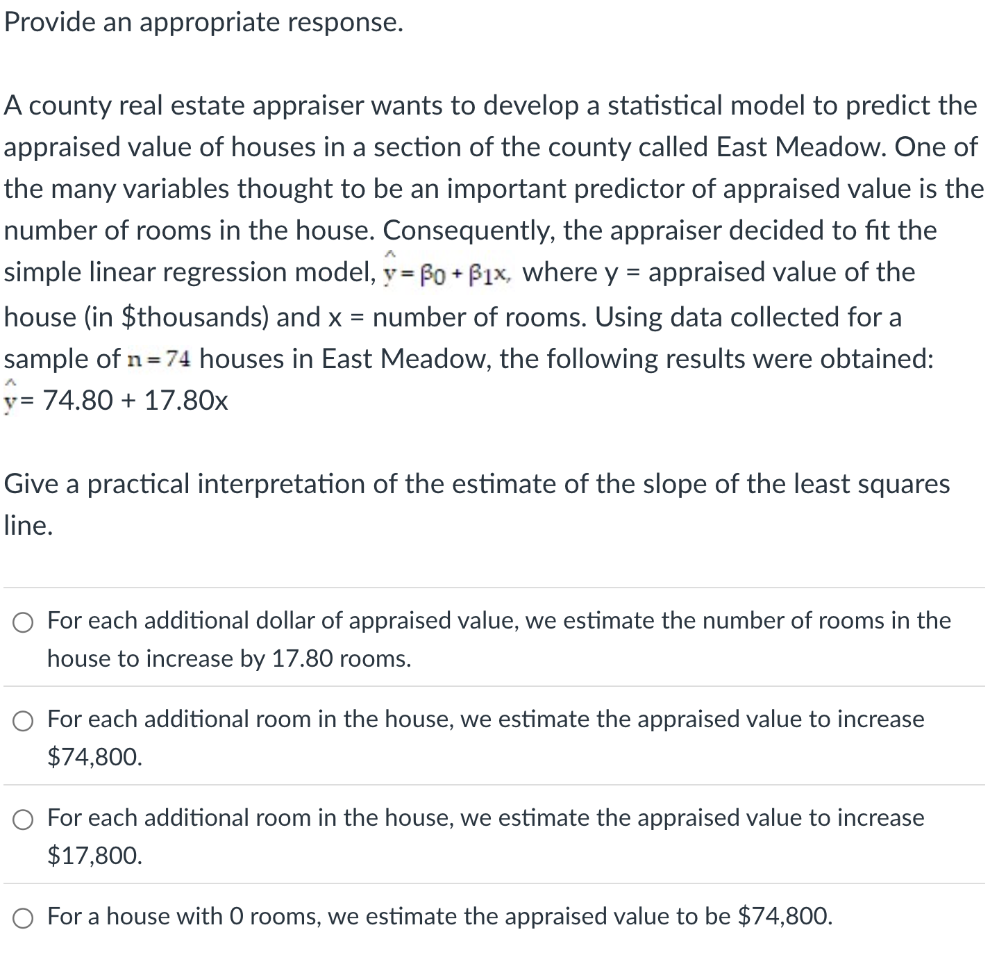Solved Provide an appropriate response.A county real estate | Chegg.com