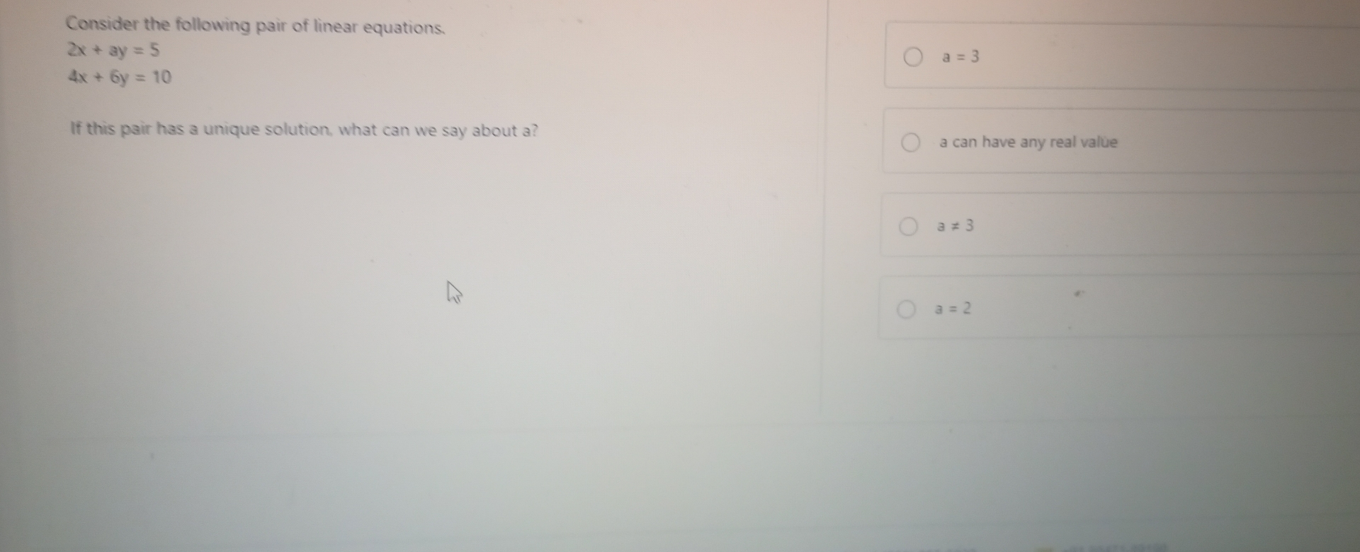 Consider the following pair of linear | Chegg.com