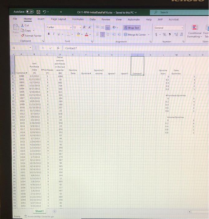 Solved Doing an RFM Analysis in Excel According to the book, | Chegg.com