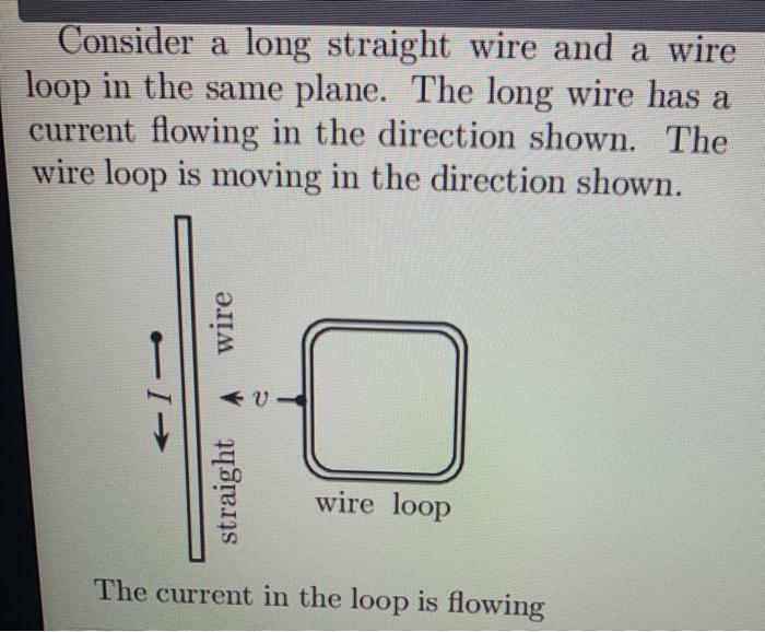 Solved Consider a long straight wire and a wire loop in the | Chegg.com