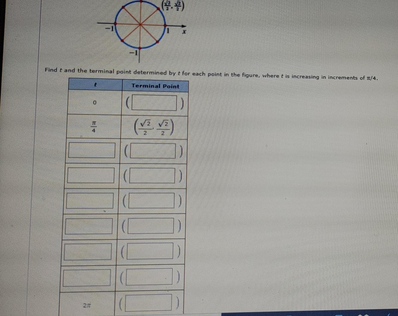 Solved Find t and the terminal point determined by t for | Chegg.com