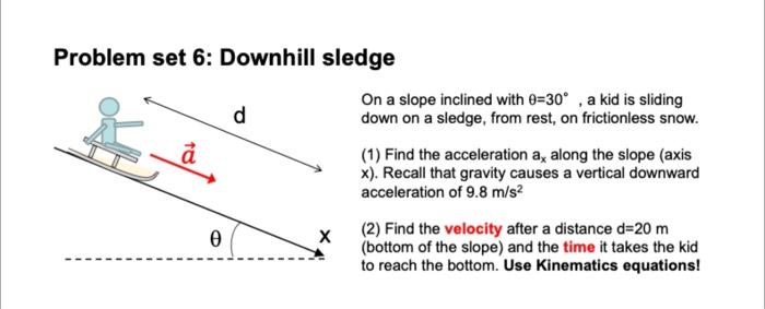 Solved Problem set 6: Downhill sledge On a slope inclined | Chegg.com