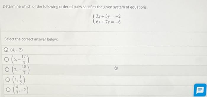 Solved Determine which of the following ordered pairs | Chegg.com