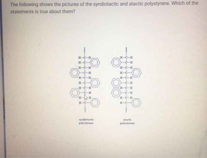 Solved The following shows the pictures of the syndiotactic | Chegg.com