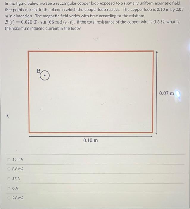 Solved In the figure below we see a rectangular copper loop | Chegg.com