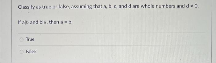Solved Classify as true ir false assuming rhat a,b,c, and d | Chegg.com