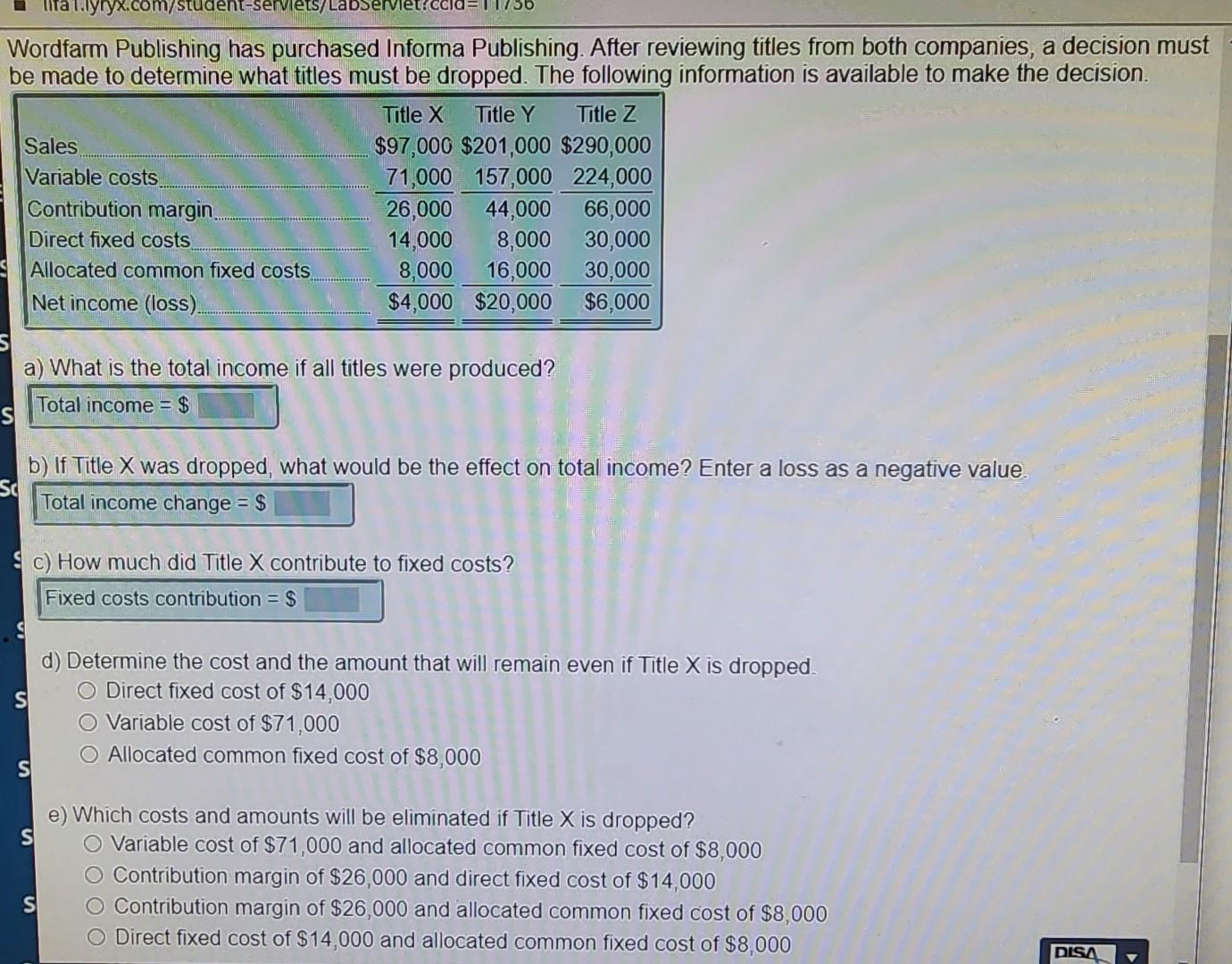 Solved Wordfarm Publishing has purchased Informa Publishing. | Chegg.com