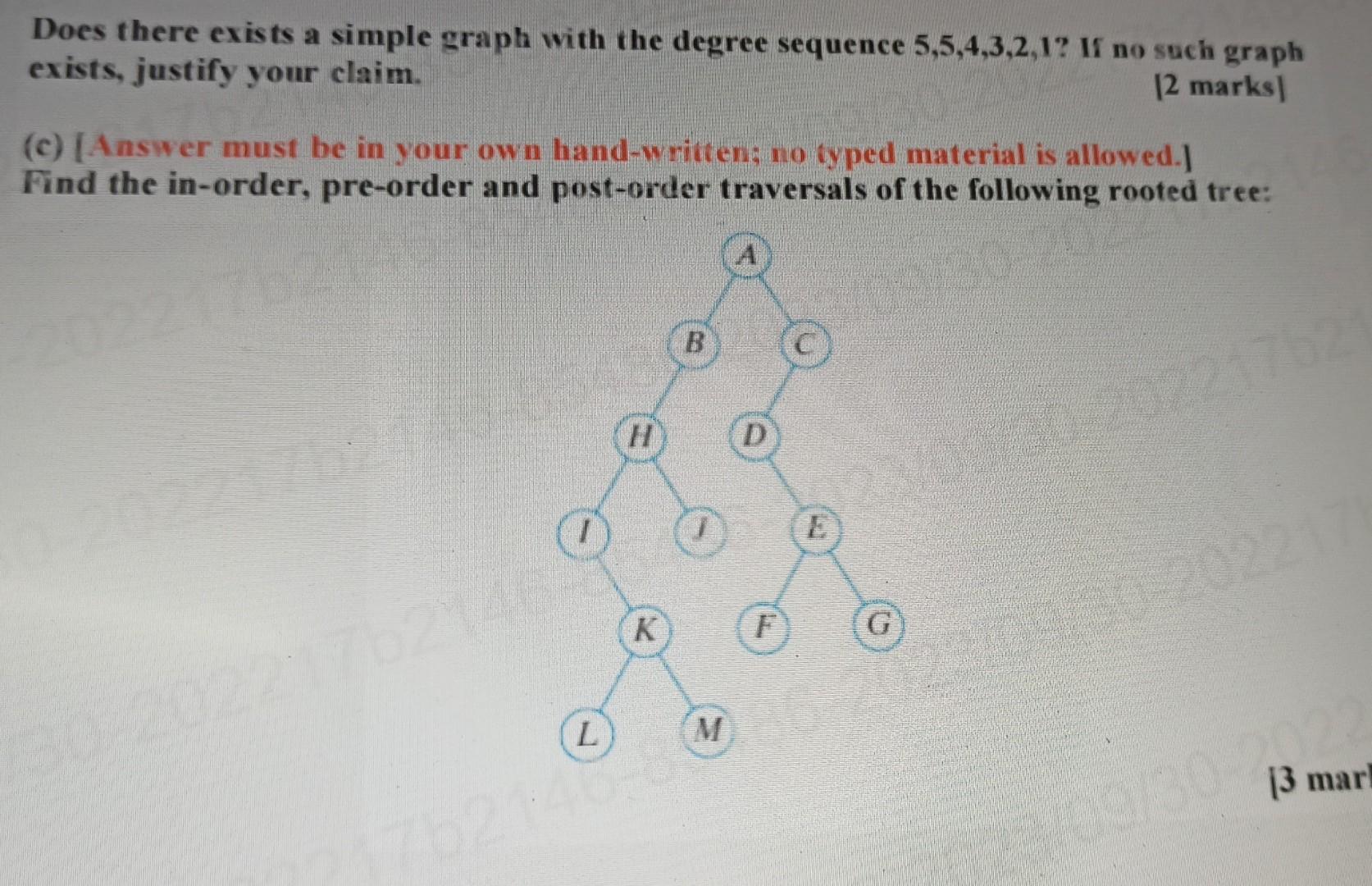 Solved Does there exists a simple graph with the degree | Chegg.com