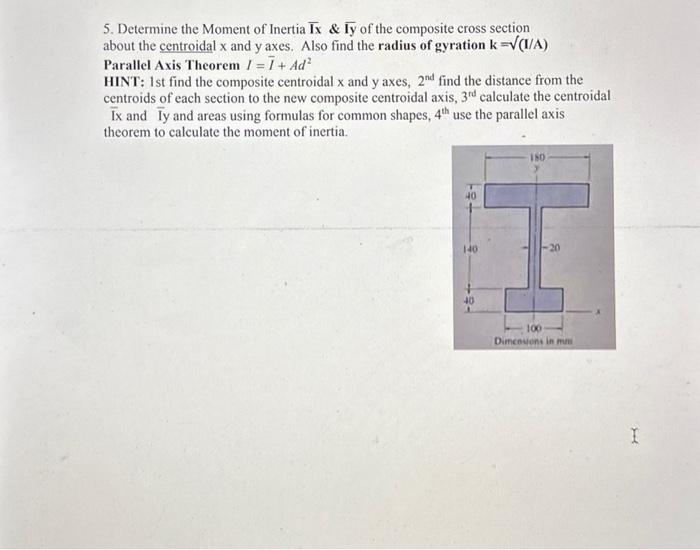 Solved 5. Determine the Moment of Inertia x&1y of the | Chegg.com