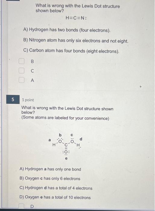 Solved What is wrong with the Lewis Dot structure shown | Chegg.com