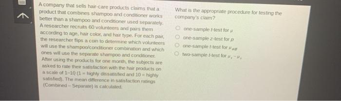Solved A company that sells hair care products claims that a | Chegg.com