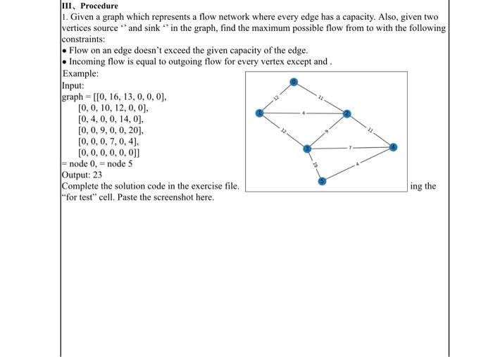 Solved 1. Given a graph which represents a flow network | Chegg.com