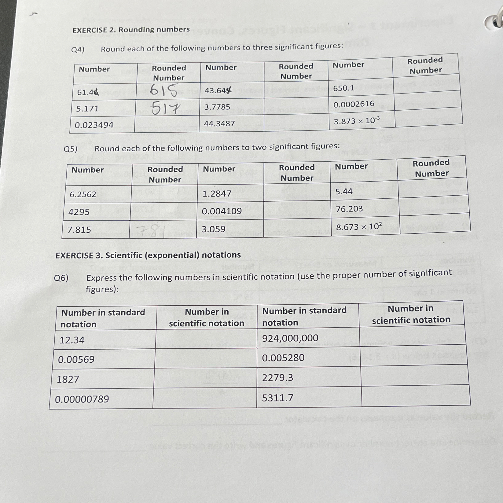 Solved EXERCISE 2. ﻿Rounding numbersQ4) ﻿Round each of the | Chegg.com