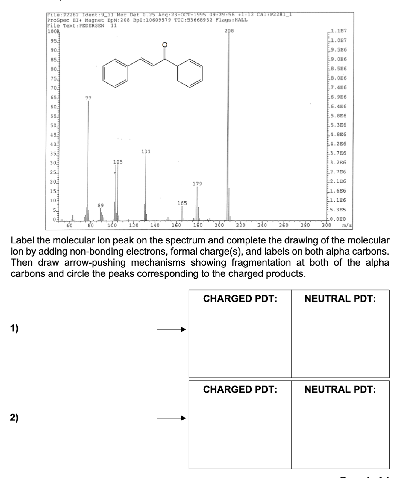 Label the molecular ion peak on the spectrum and | Chegg.com