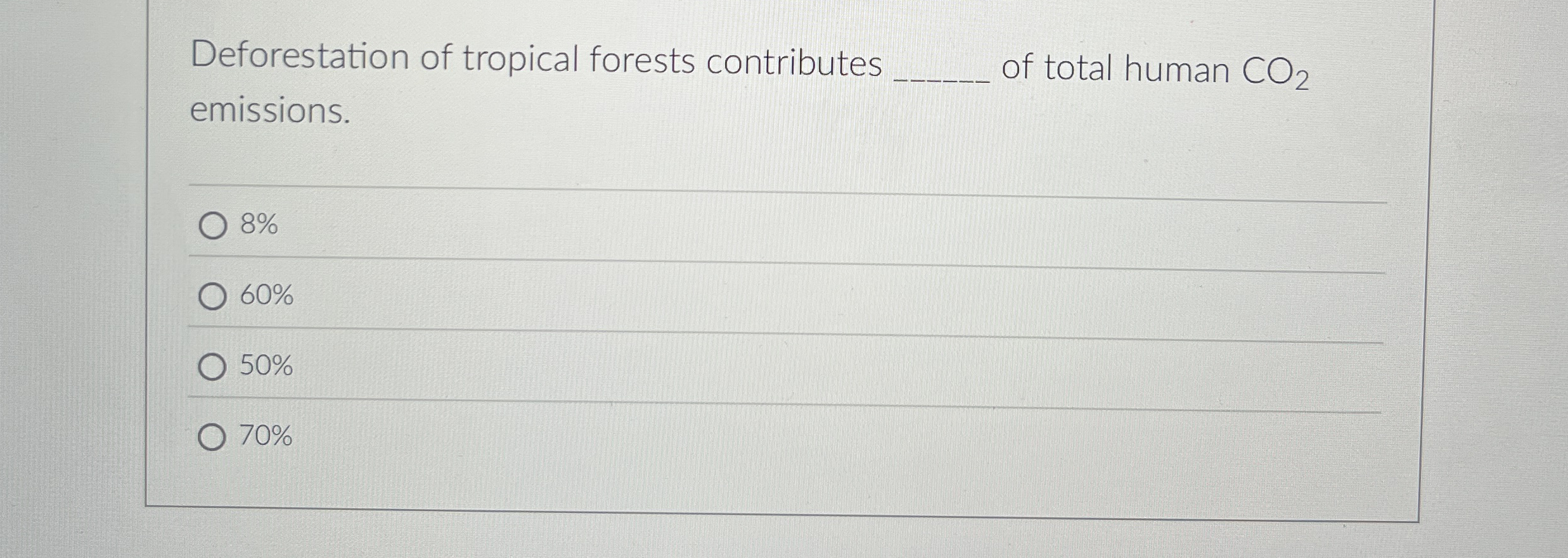 Solved Deforestation of tropical forests contributes | Chegg.com