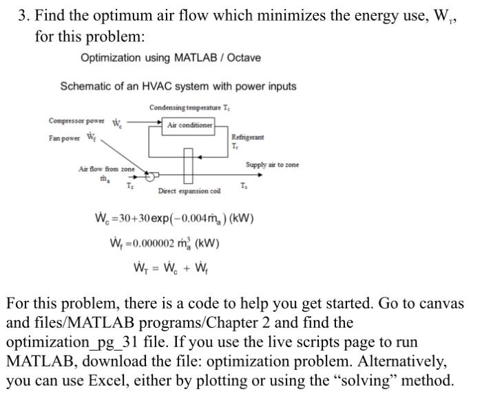 Solved 3. Find the optimum air flow which minimizes the | Chegg.com