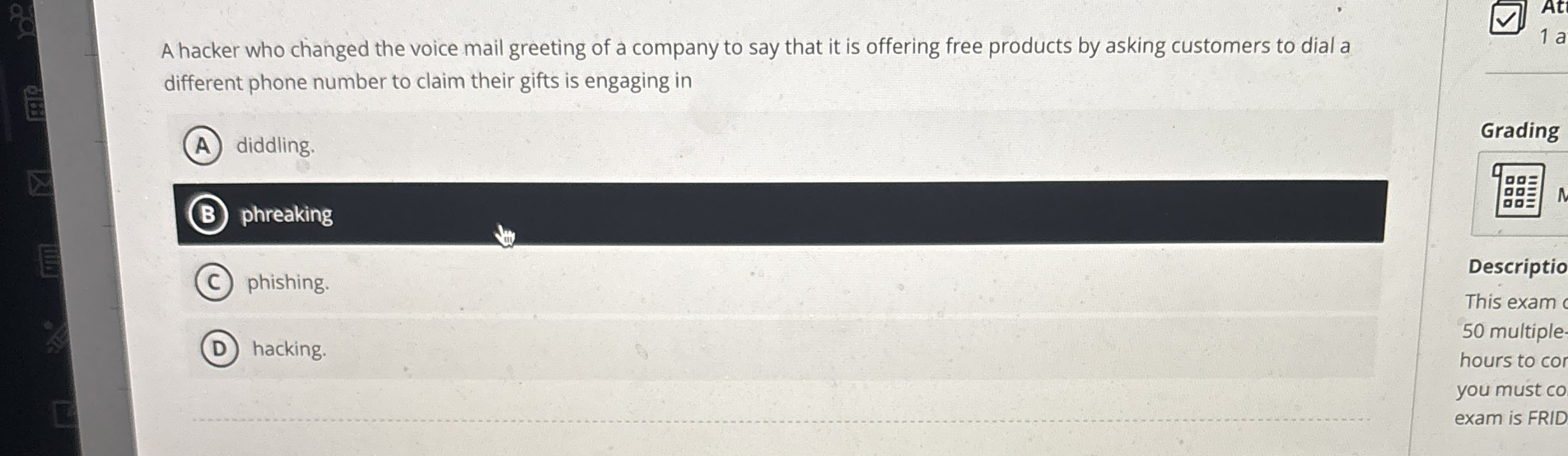 Solved A hacker who changed the voice mail greeting of a | Chegg.com