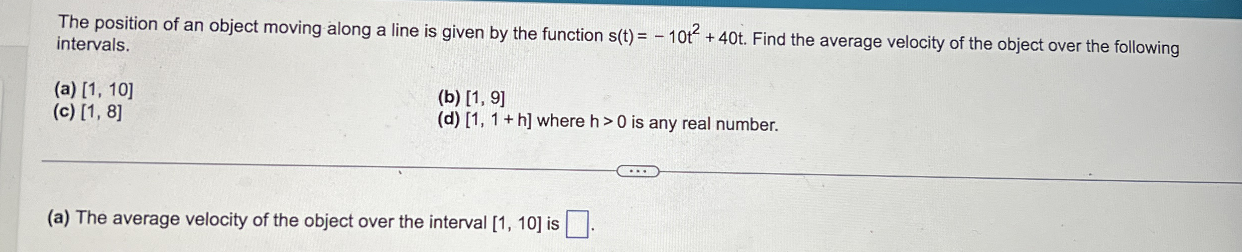 Solved The Position Of An Object Moving Along A Line Is