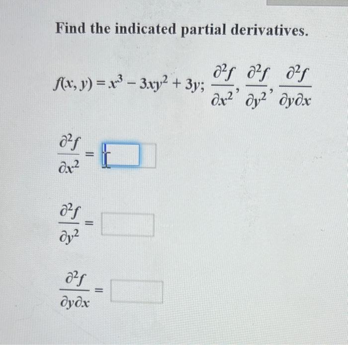 Solved Find the indicated partial derivatives. | Chegg.com